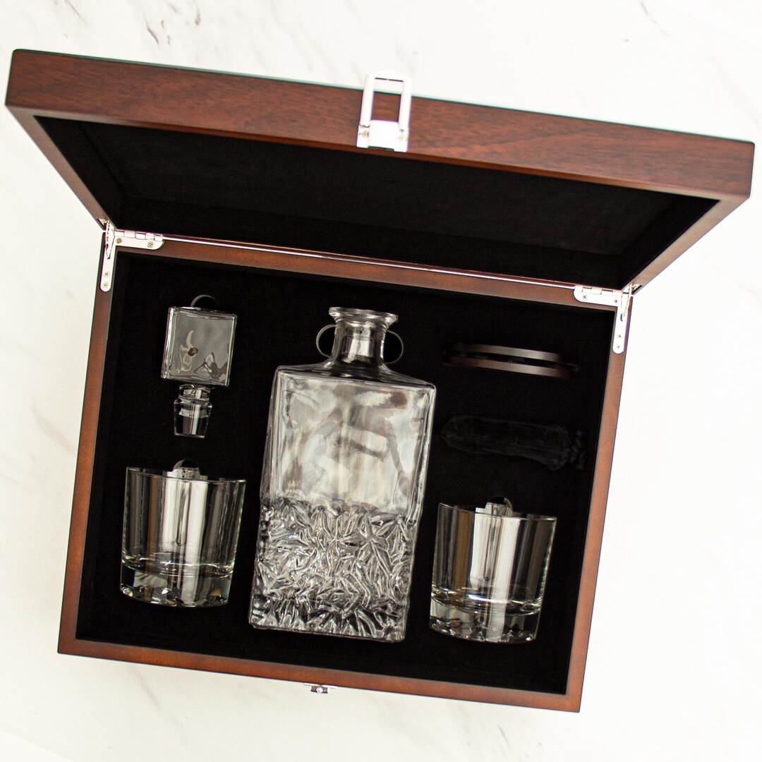 Custom Add Your Logo Excalibur Decanter in Dark Brown Gift Box ...