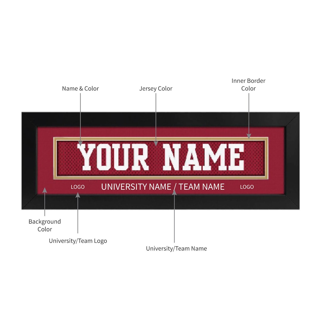 Custom Print Jersey Nameplate Frame - Personalized Team Colors - Coach ...