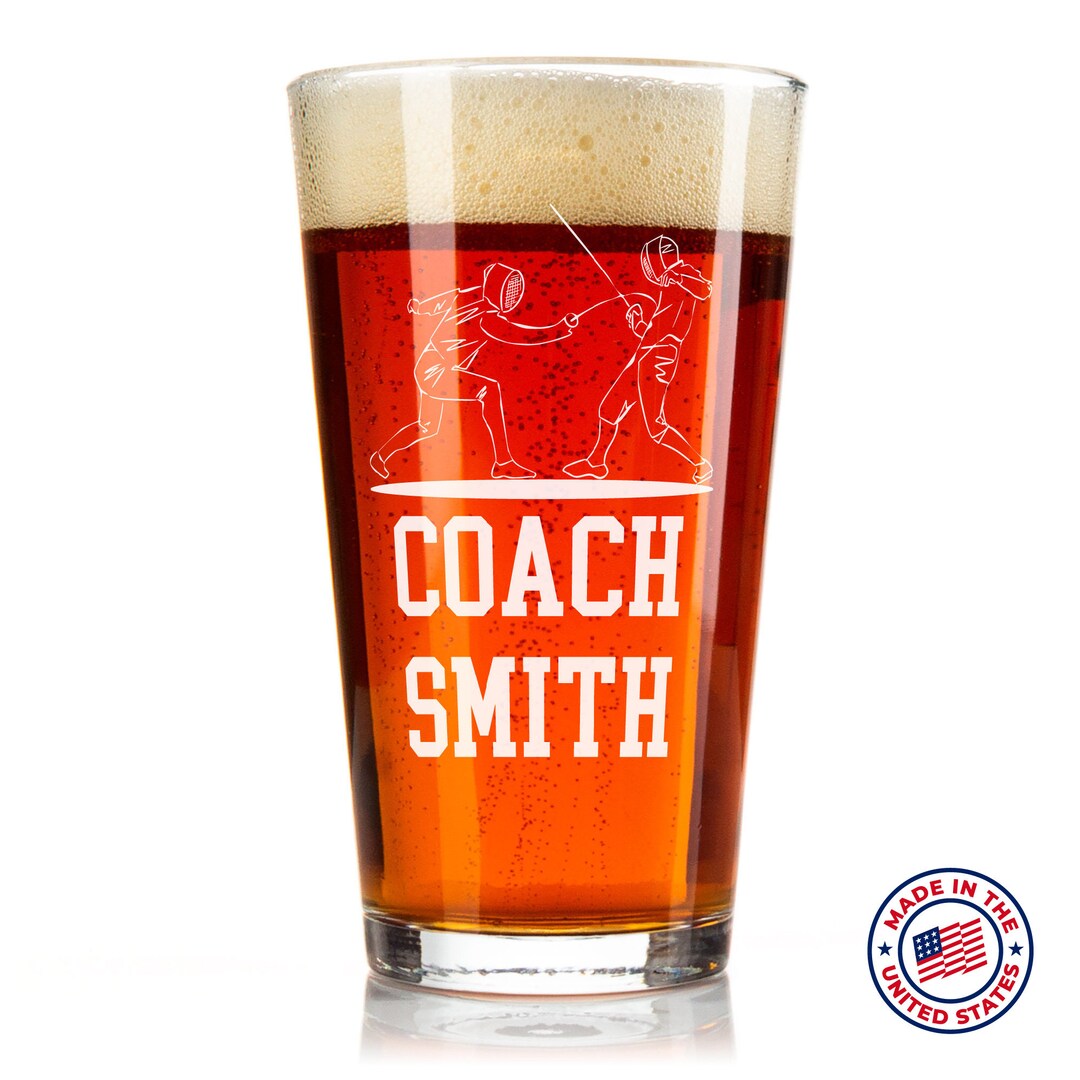 16oz Custom Fencing Coach Drinking Glass Gift - Get the Perfect ...