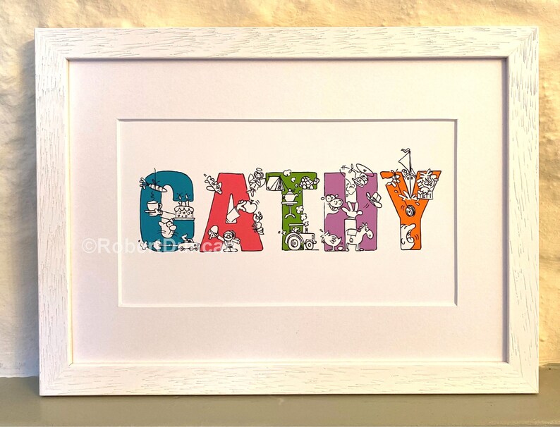 Personalised Illustrated Name Art Unique Alphabet Name - Etsy