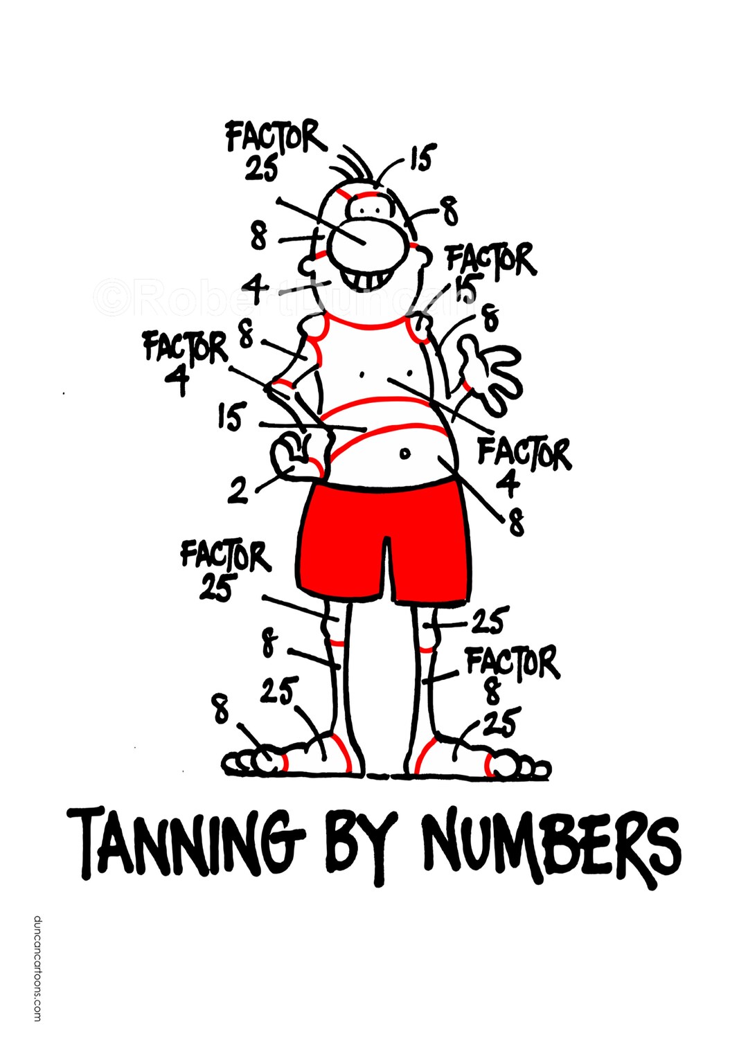 Tanning by Numbers Cartoon, Holiday Cartoon, Cartoon, Suntan - Etsy