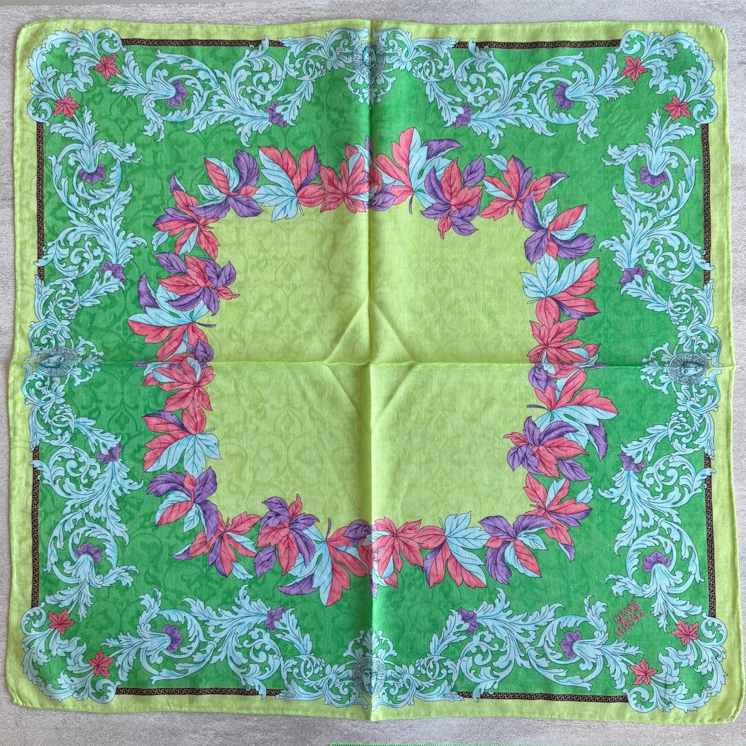 Gianni Versace Vintage Handkerchief 20 X 20 Inches, Cotton - Etsy
