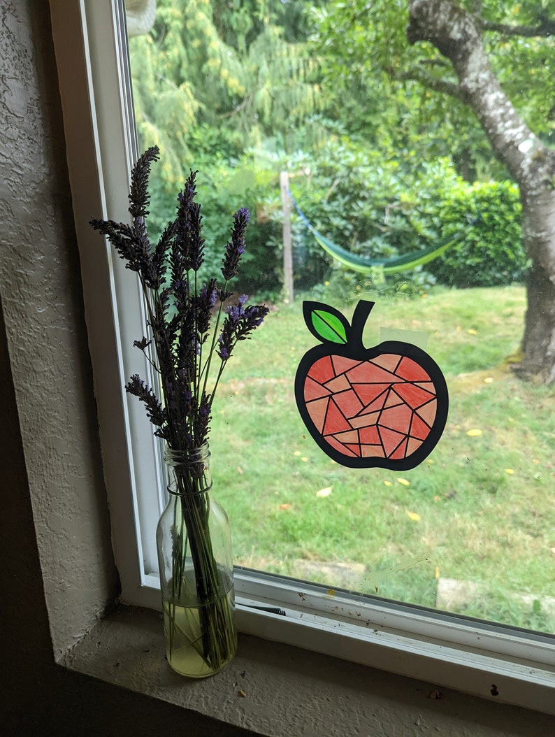 SVG Apple Suncatcher, Stained Glass Window SVG Craft Project, Kid's ...