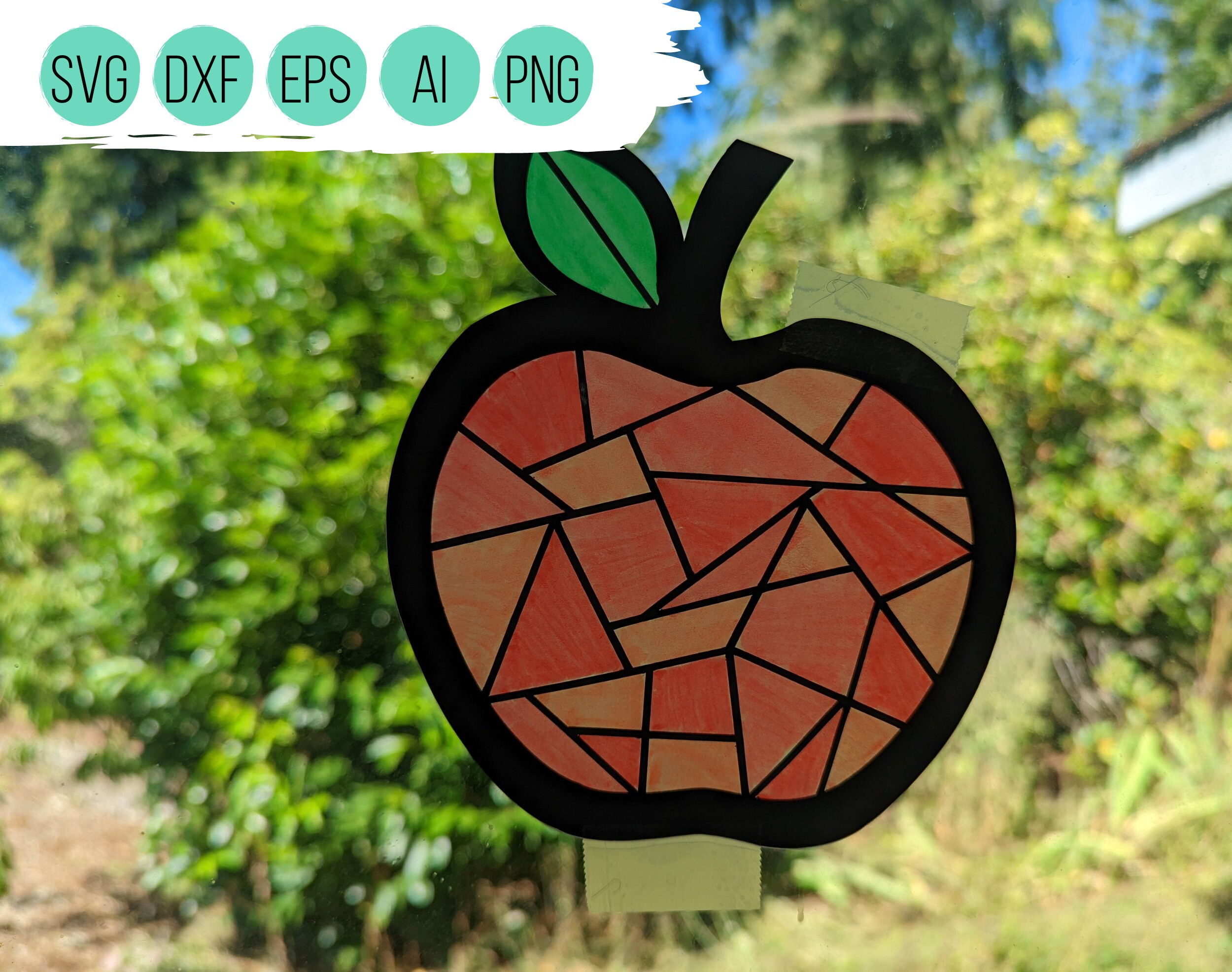 SVG Apple Suncatcher, Stained Glass Window SVG Craft Project, Kid's ...