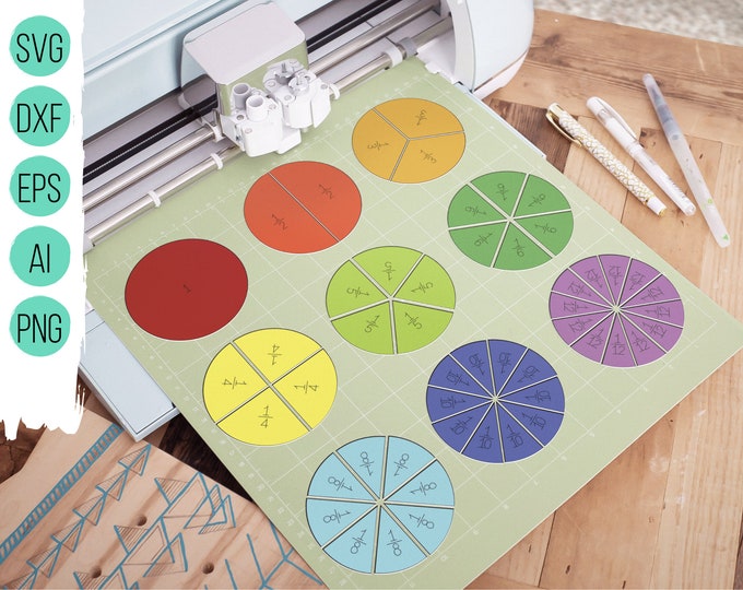 Learning Fractions Math Manipulative Cut File and Printable for ...