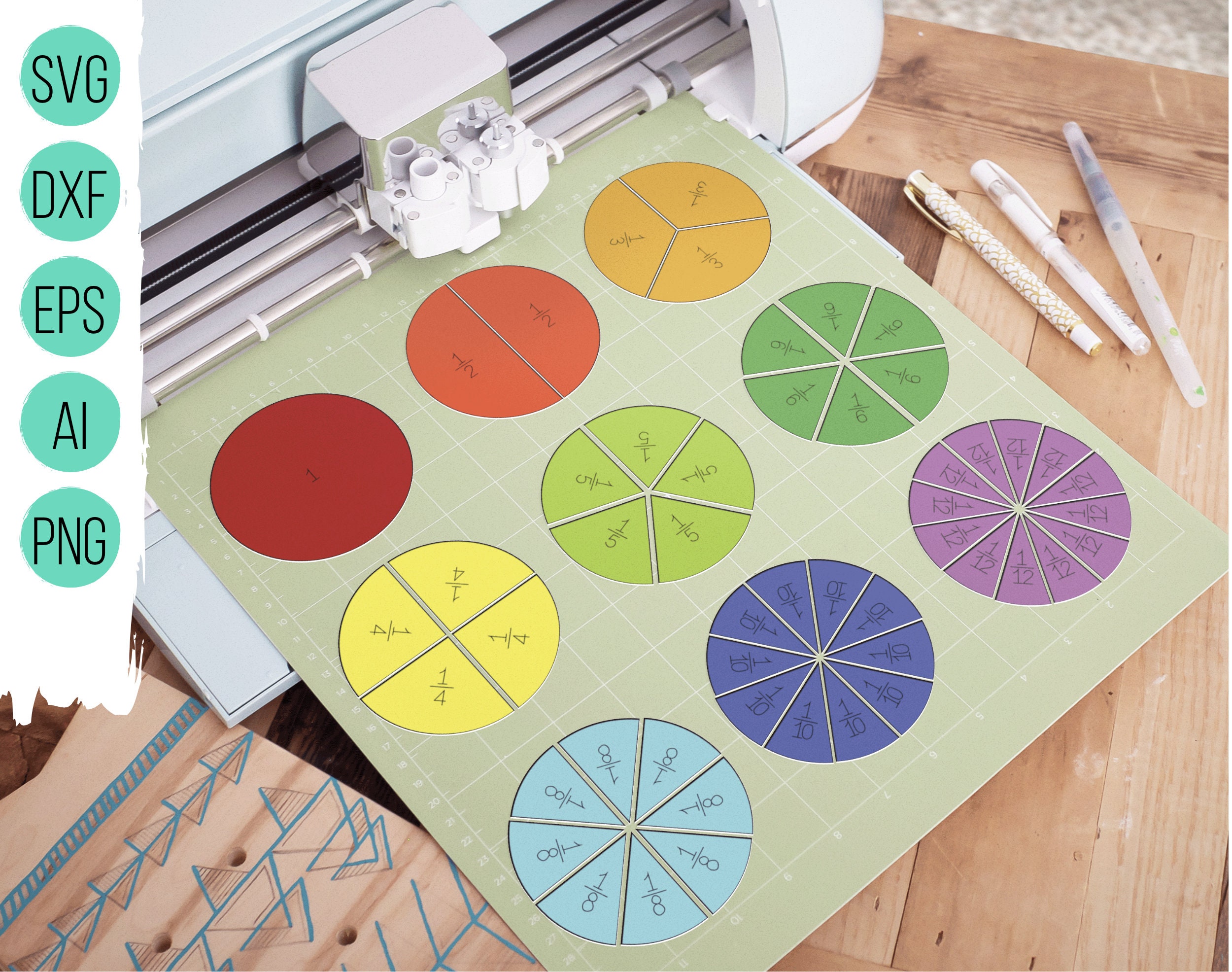 Fraction Circles SVG Template Cricut Cut File Kit Elementary - Etsy Canada