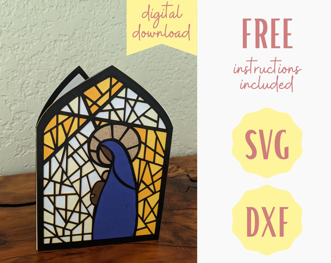 BUNDLE of 3 SVG Cards Stained Glass Window Card SVG Cricut | Etsy