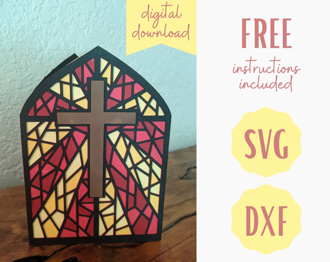 BUNDLE of 3 SVG Cards Stained Glass Window Card SVG Cricut | Etsy