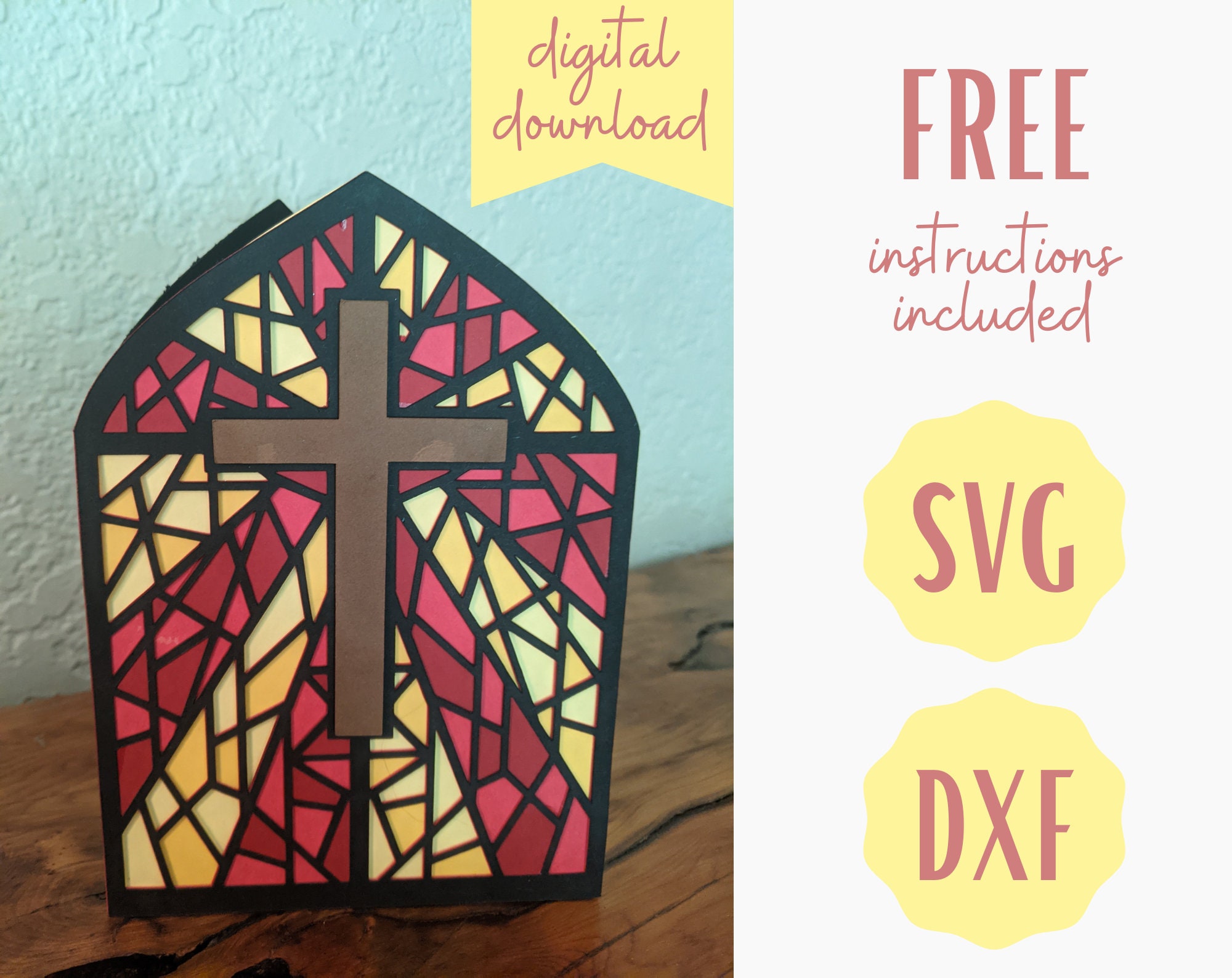 BUNDLE of 3 SVG Cards Stained Glass Window Card SVG Cricut | Etsy