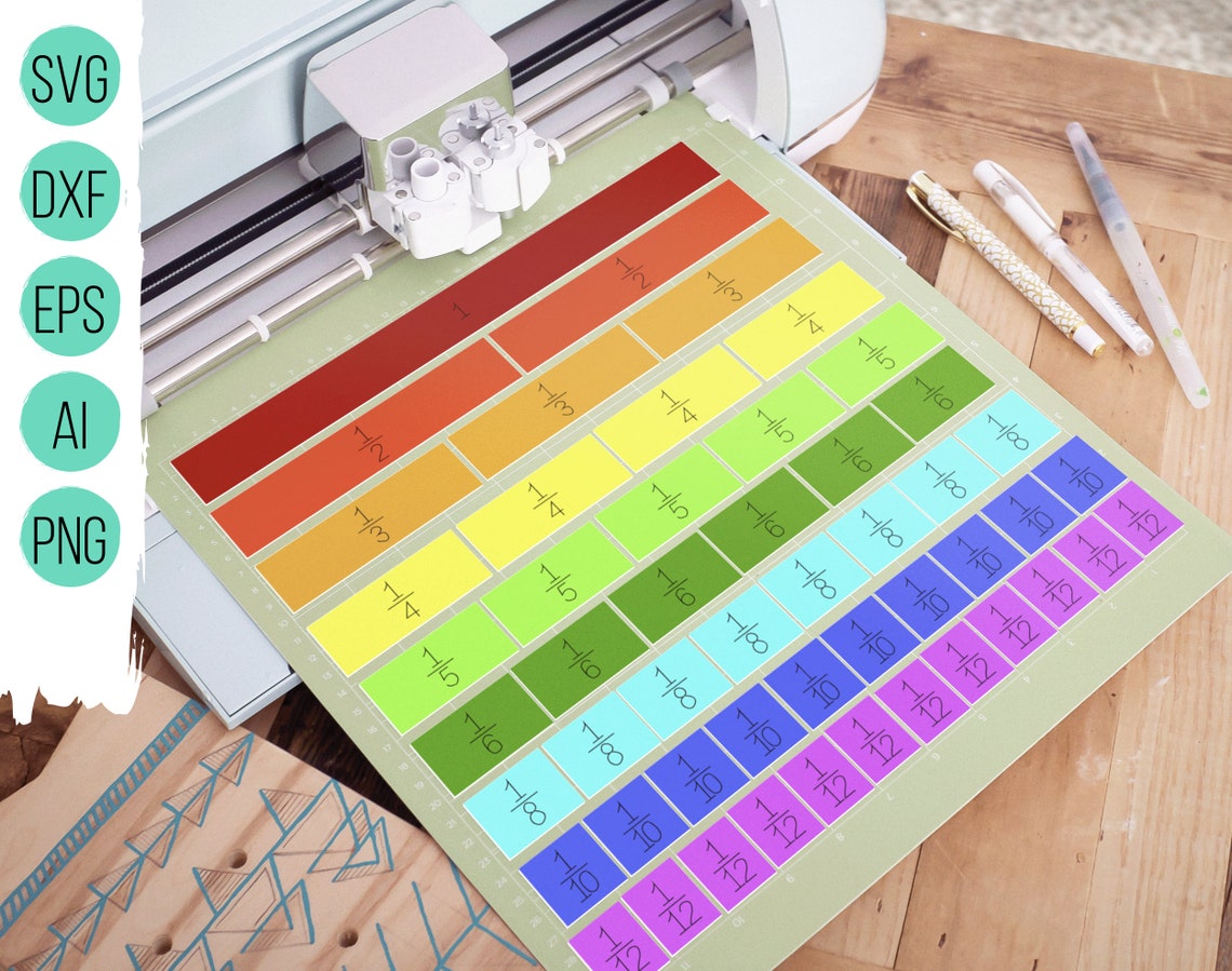 Fraction Strips SVG Template Cricut Cut File Kit Elementary - Etsy
