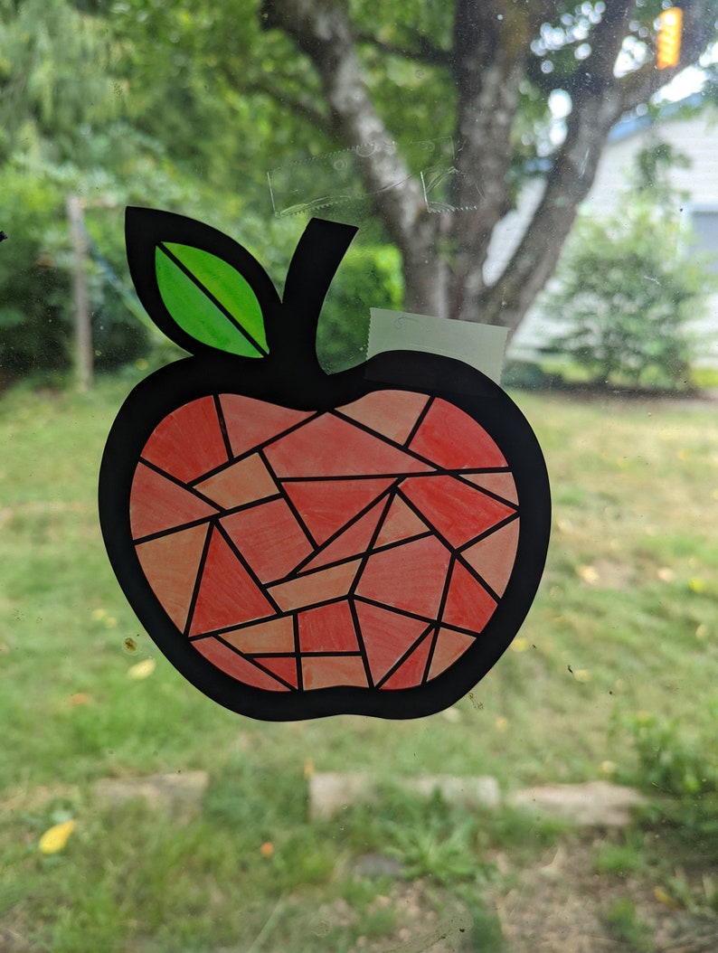 Apple Suncatcher SVG: Stained Glass Window Craft Project (digital ...