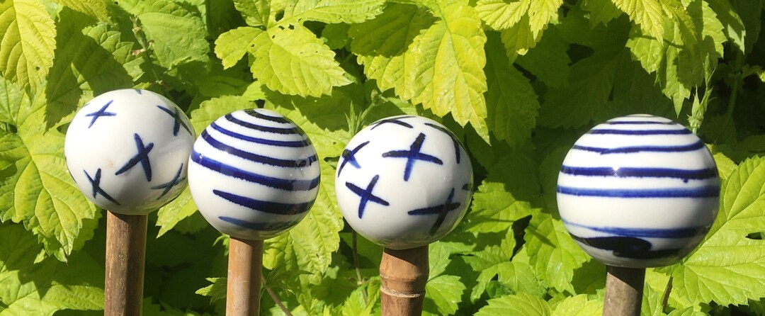 Small Porcelain Garden Cane Toppers - Etsy
