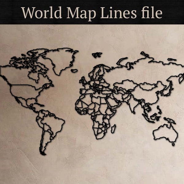 Line World Map Art - Etsy