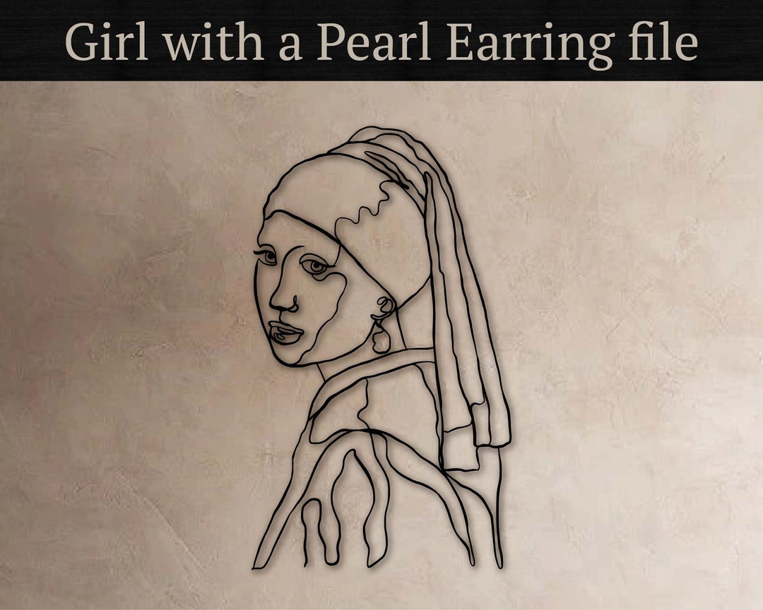 Girl With a Pearl Earring One-line Drawing: Laser Cut CNC Vector File ...