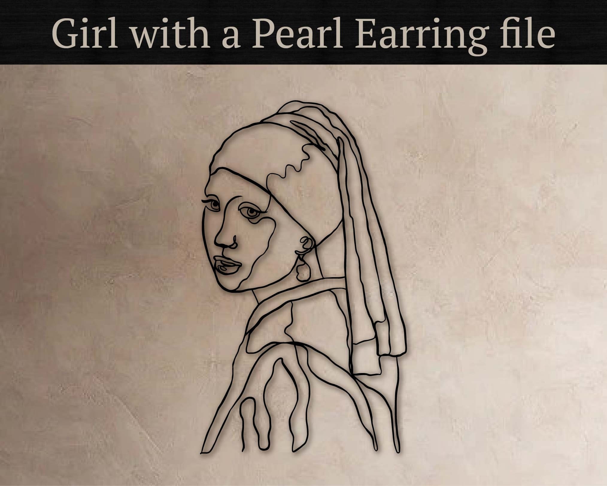 Girl With a Pearl Earring One-line Drawing: Laser Cut CNC Vector File ...