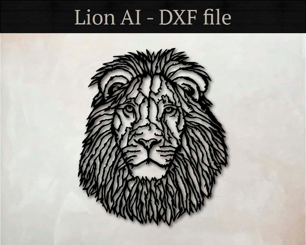 Lion Head, Vector Files, for Laser Cut, Cnc, Digital Files, Dxf, Ai ...