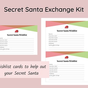 Secret Santa Gift Exchange Kit Complete Set of 3 | Sign up Sheet ...