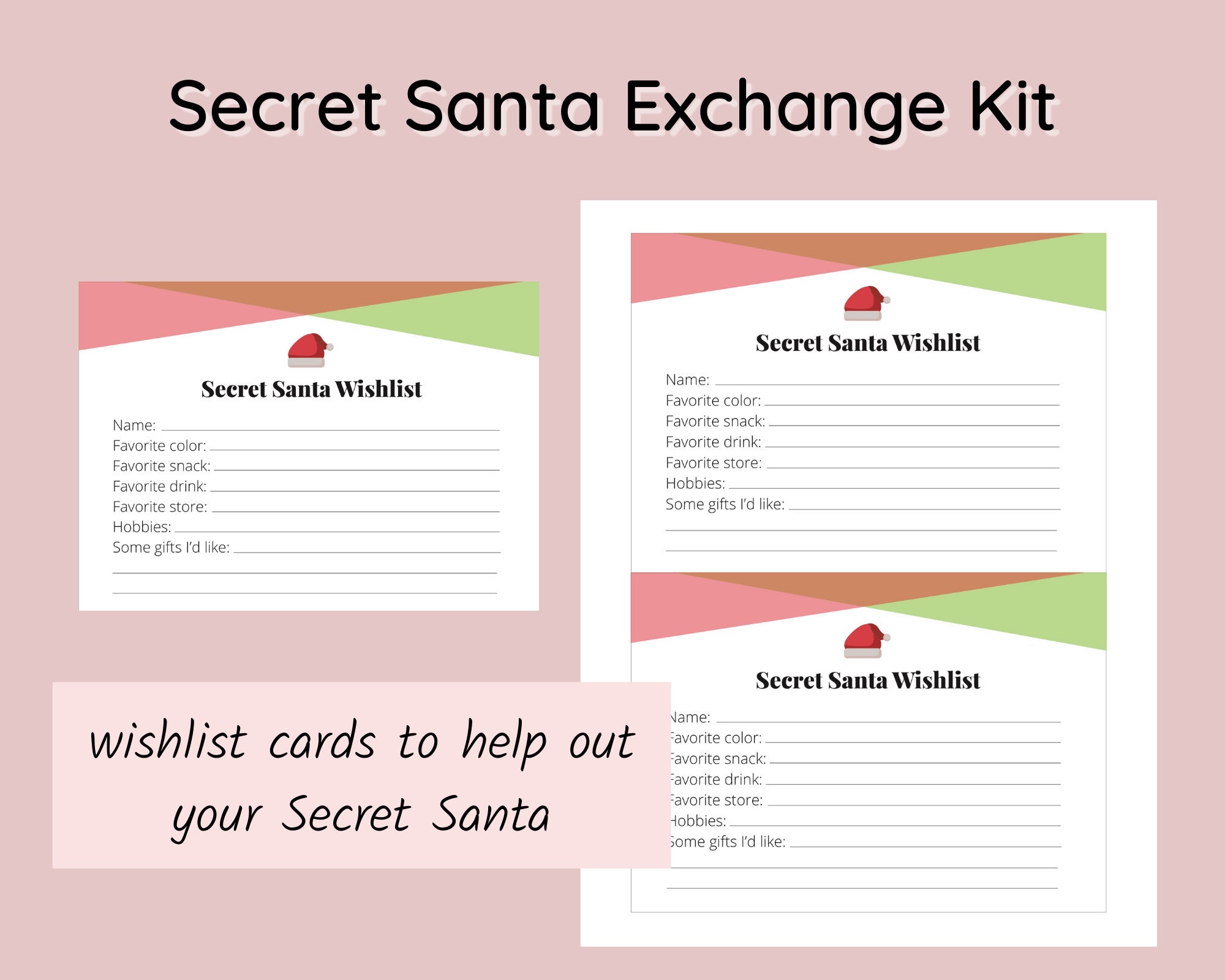 Secret Santa Gift Exchange Kit Complete Set of 3 | Sign up Sheet ...