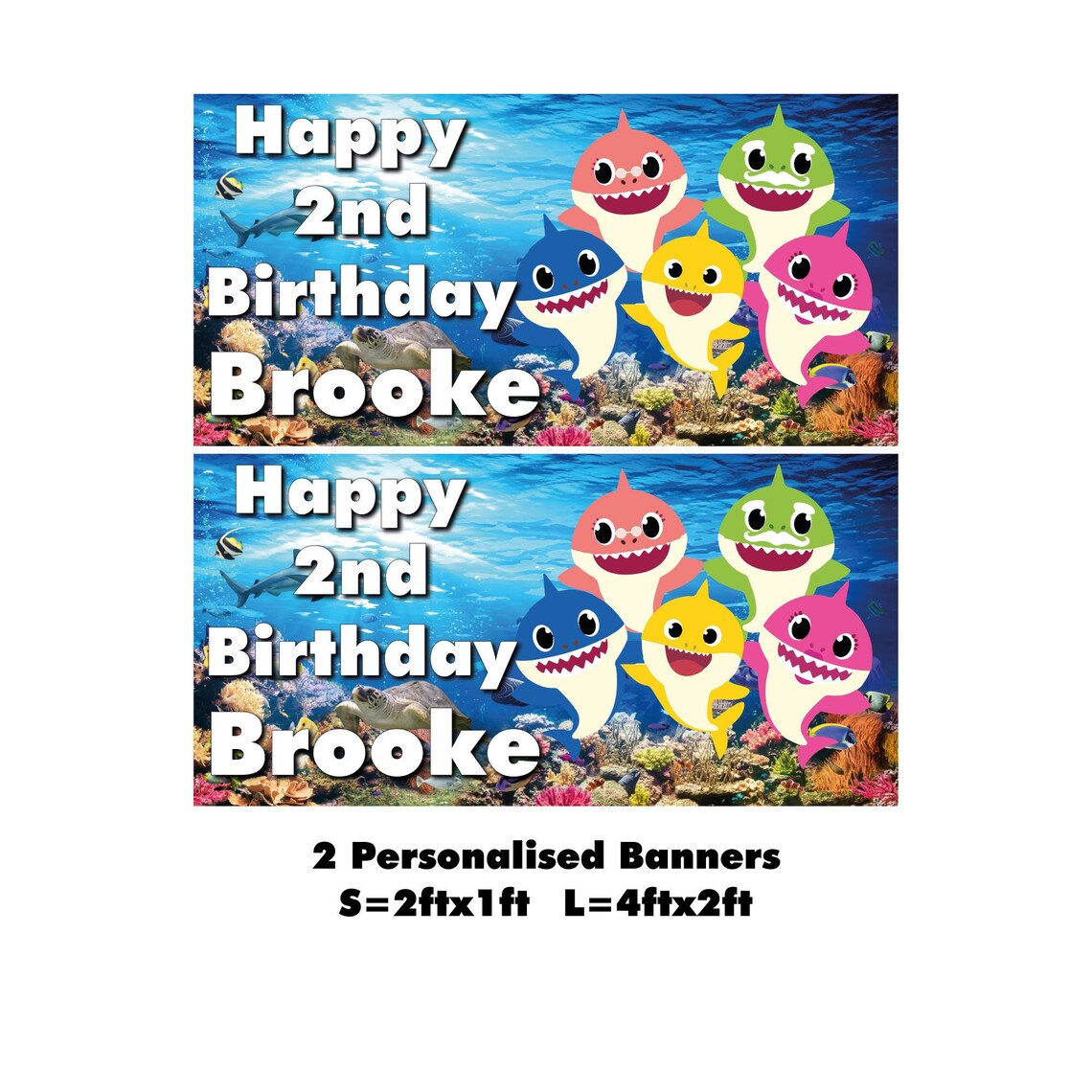 Personalised Baby Shark birthday banner Any Name & Any Age | Etsy