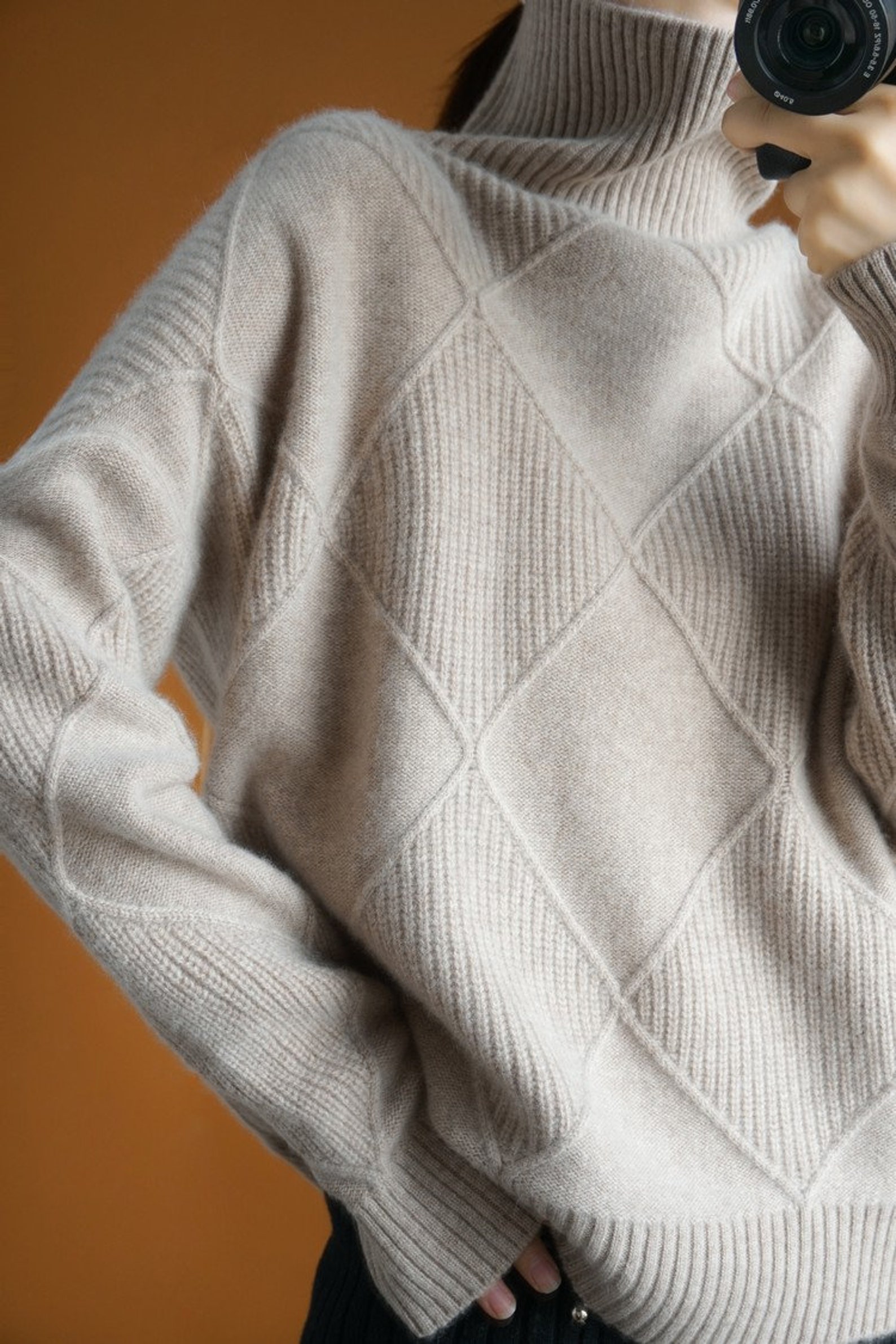 Women Knit Long Sleeve Wool Cotton Pullover Sweater Top Soft | Etsy