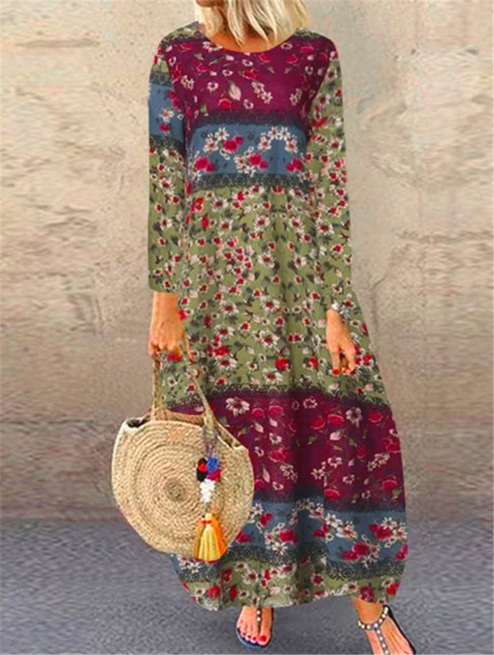 Hand Made Womens Soft Clothing Floral Maxi Dress Round Neck - Etsy