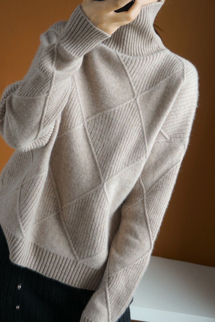 Women Knit Long Sleeve Wool Cotton Pullover Sweater Top Soft | Etsy