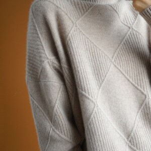 Women Knit Long Sleeve Wool Cotton Pullover Sweater Top Soft | Etsy