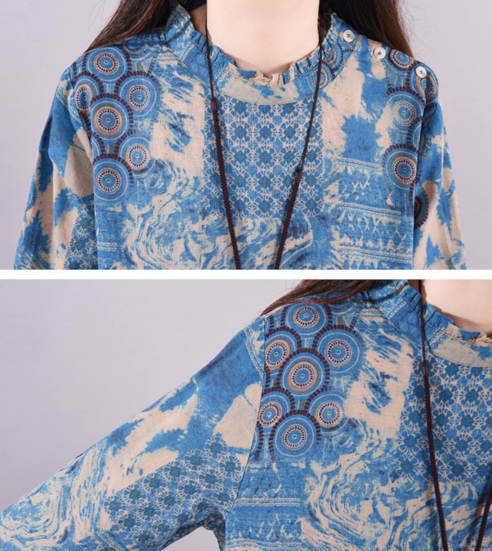 Hand Made Womens Soft Cotton Linen Clothing Floral Maxi Thin - Etsy