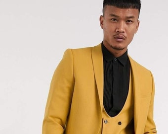 Mustard Yellow Suit Men - Etsy