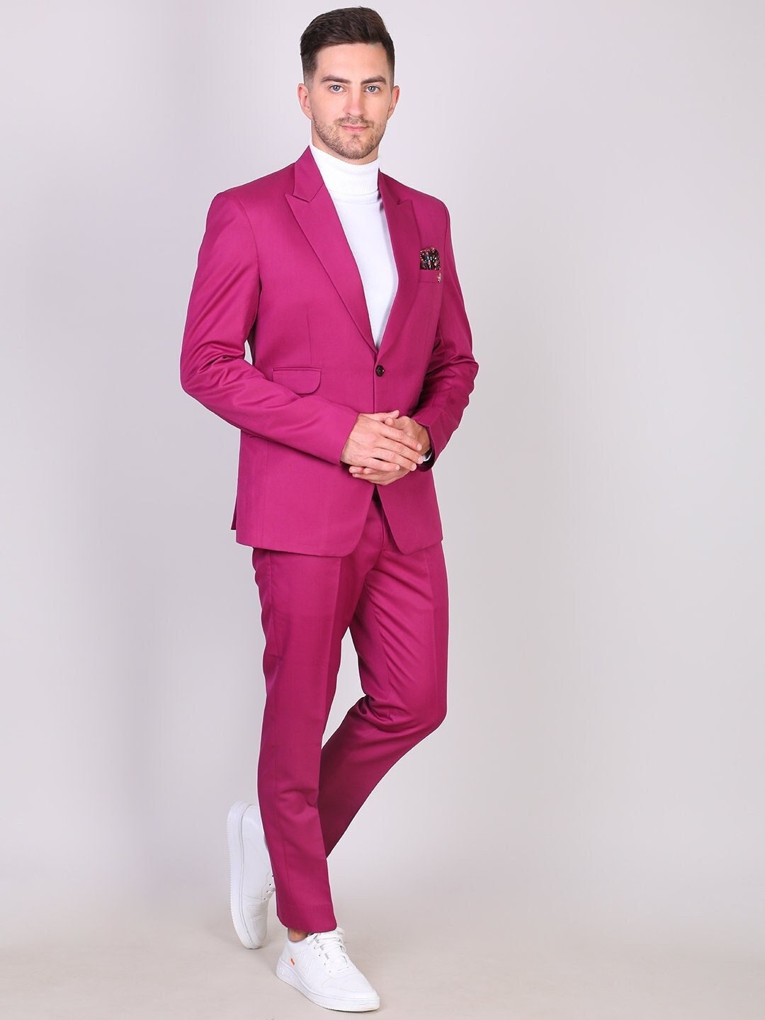 Men Magenta 2 Piece Suit for Wedding-grooms & Groomsmen Suit-dinner ...