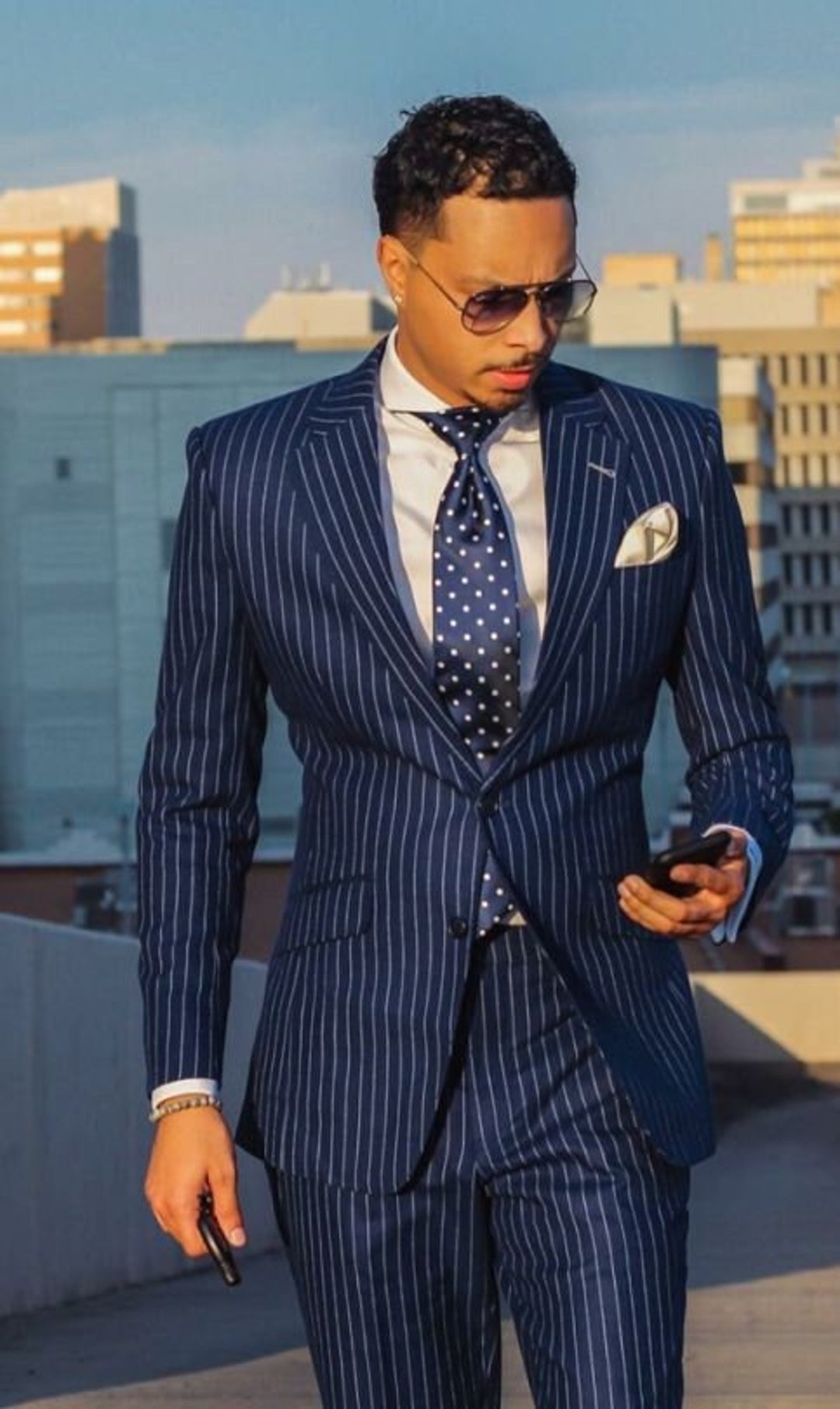 Blue Striped Suit for Men 2 Piece Suit for Wedding Party - Etsy