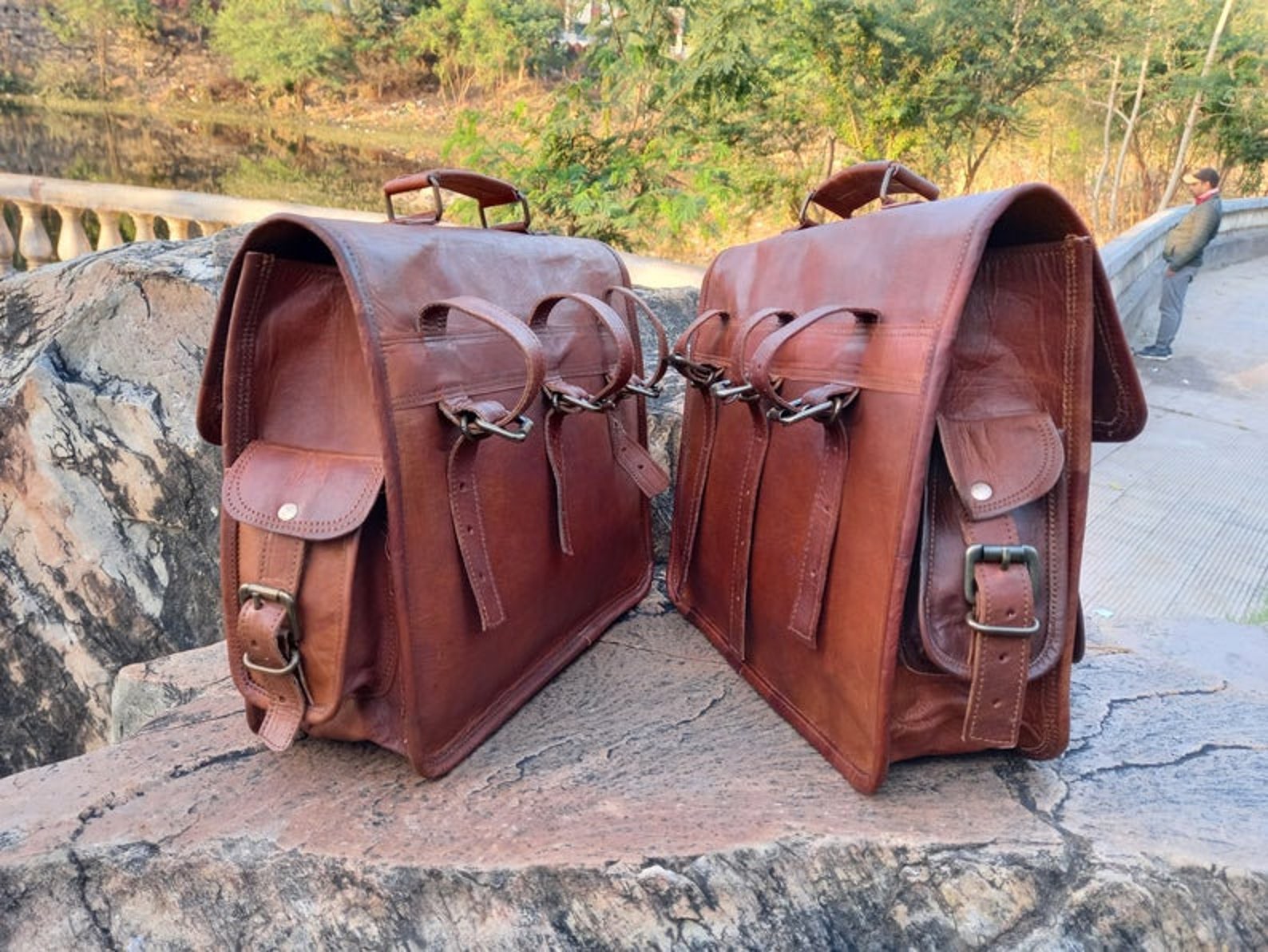 Ledertasche Großes Leder Motorrad Tasche Set Leder Bike - Etsy.de