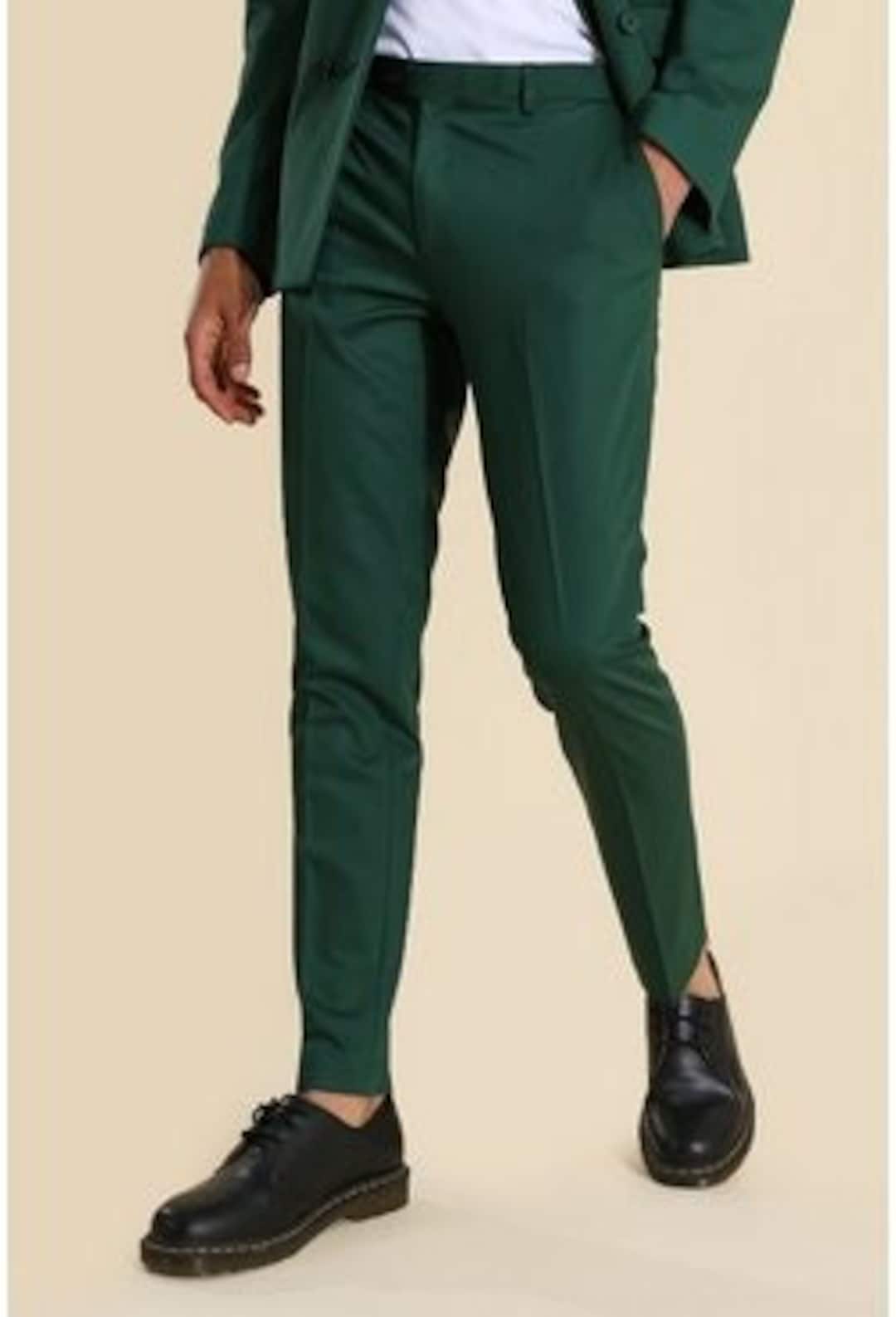 Elegant Green Pants classic Versatile Special Occasions Men's Green ...