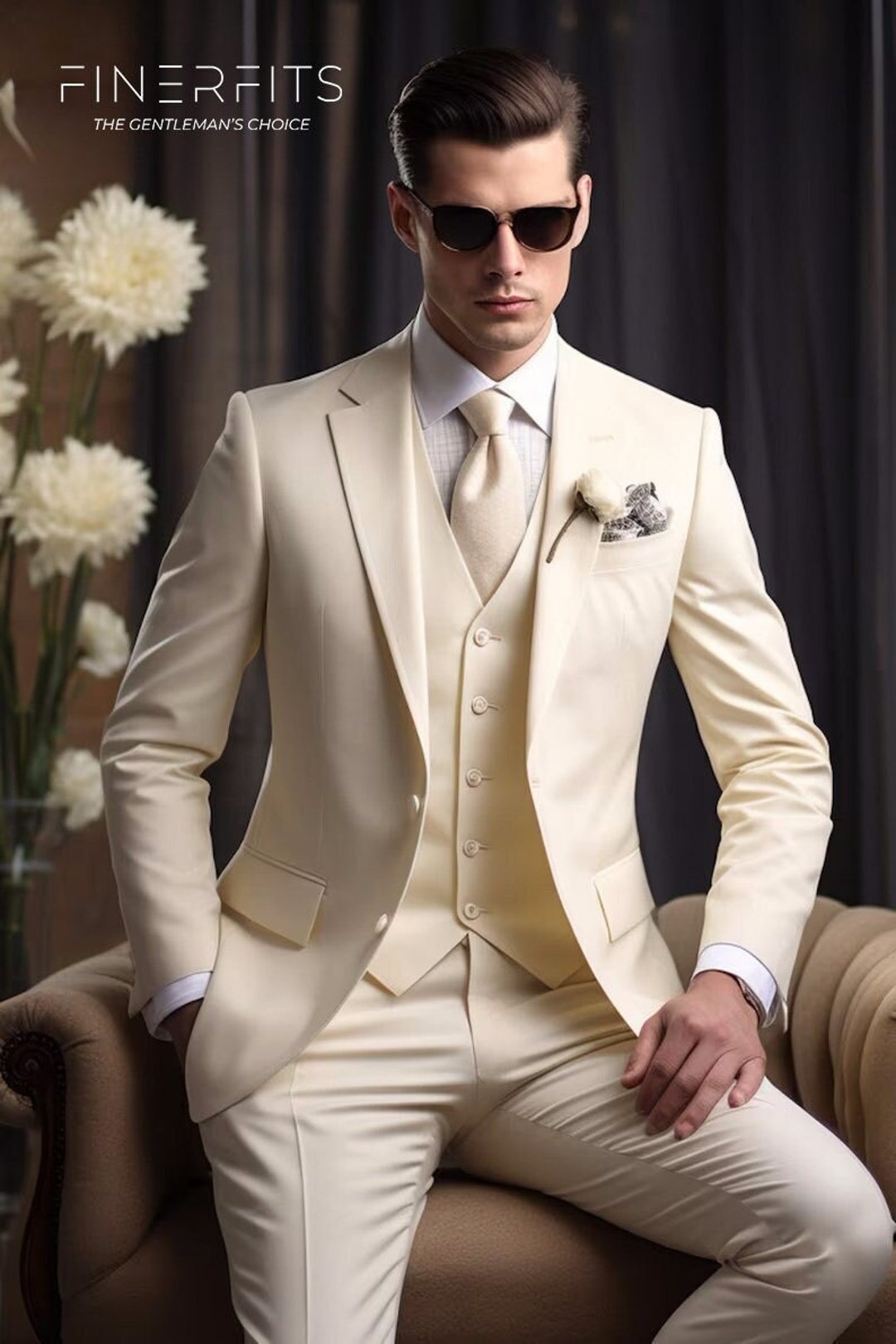 Suits for Men Cream Men's Suit 3 Piece Suit Party Wear - Etsy