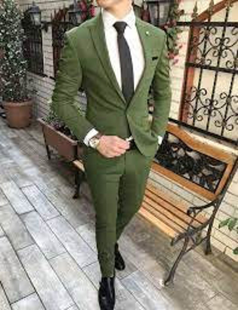 Traje verde de hombre traje de 3 piezas traje de fiesta de - Etsy México