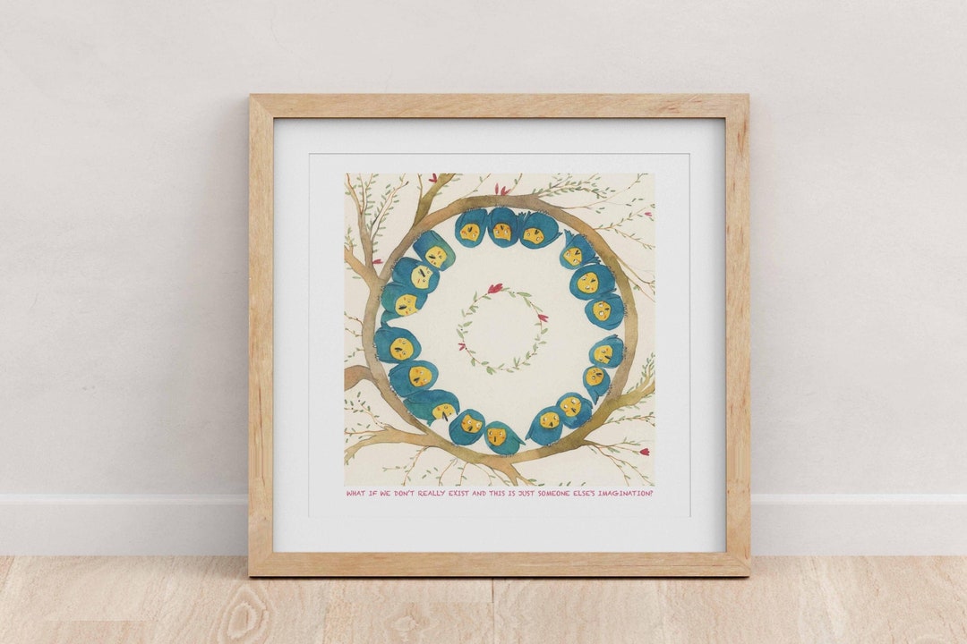 Cute Owls Gathering - Fine Art Print - Modern Minimalist Wall Art ...
