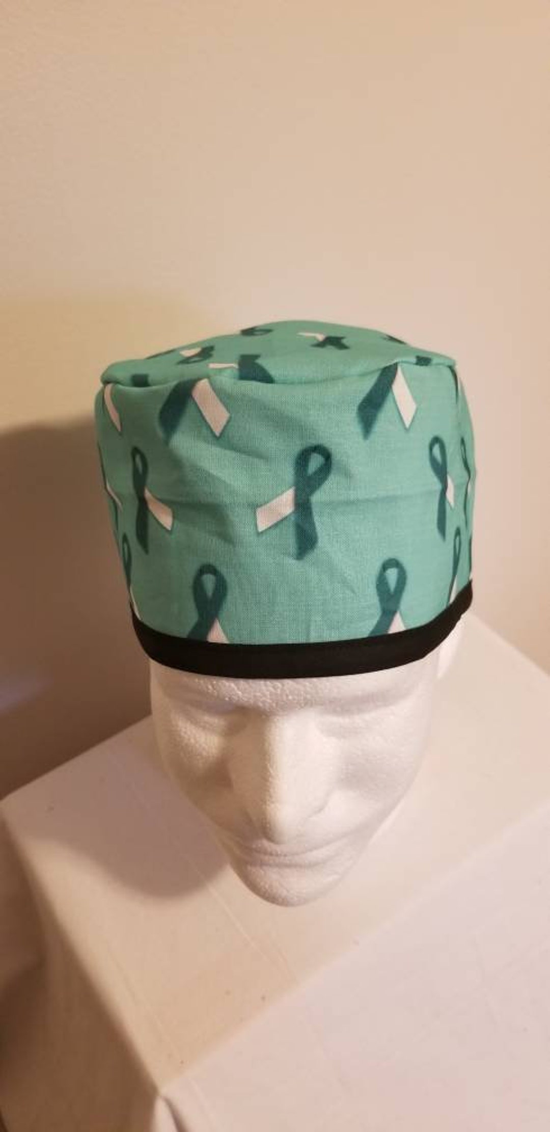 Reversible Cervical Cancer Awareness Ribbon Scrub Cap / Bikers Cap ...