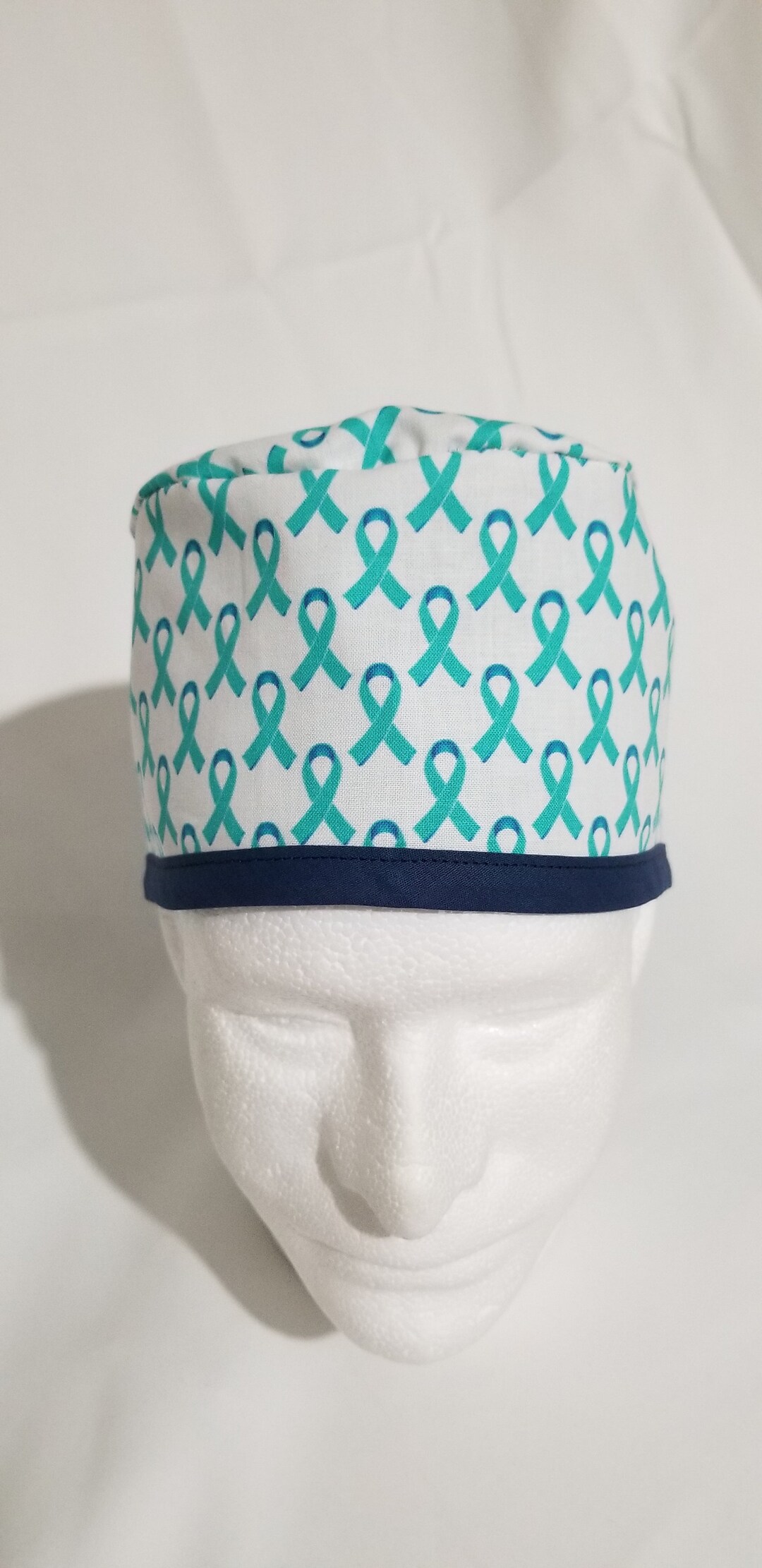 Reversible Ovarian Cancer Awareness Ribbon Scrub Cap / Bikers Cap ...
