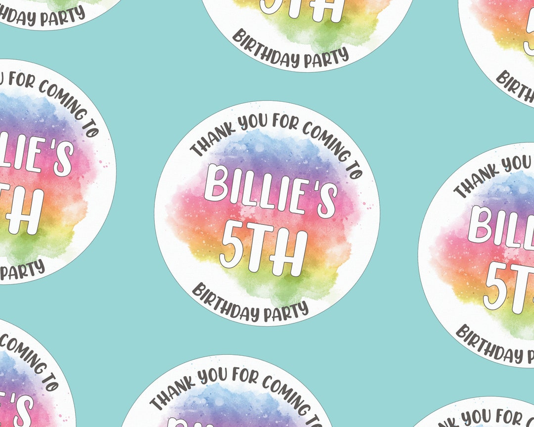 Personalised Kid's Birthday Party Stickers - Custom Children's Name ...