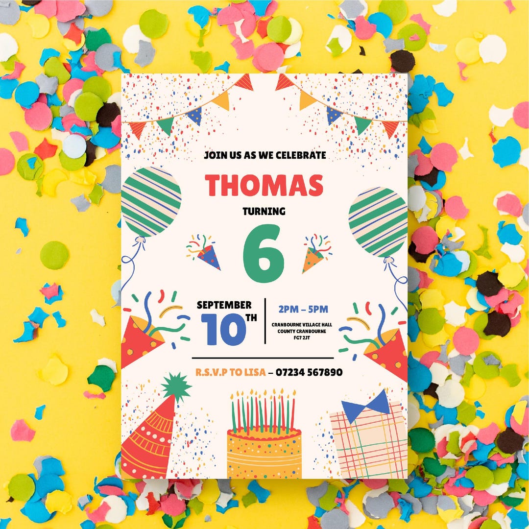 Bright Fun Birthday Party Invitation Template - Instant Download - Any ...