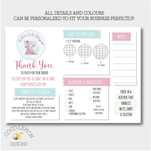 Bespoke Cake Care Card - Information Leaflet Insert for Bakers - Can ...