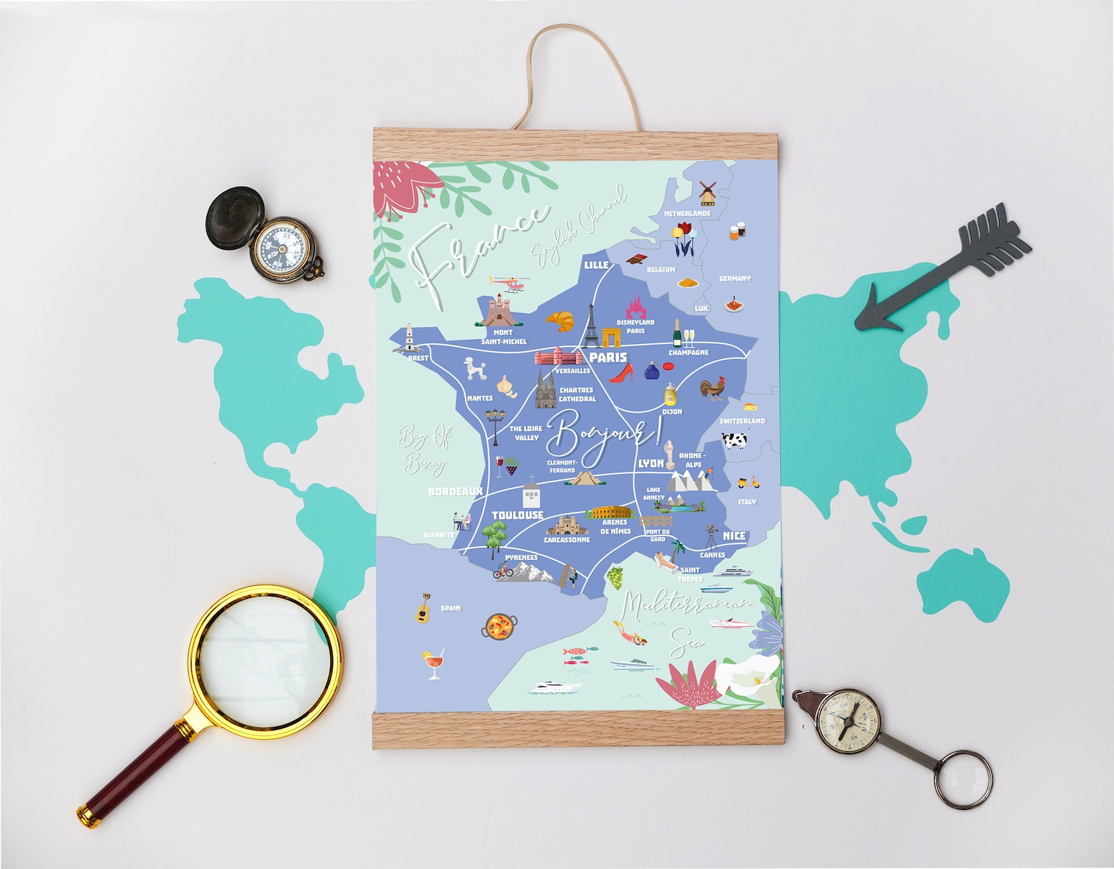 France Map Art Print: Travel Home Decor (digital Download) - Etsy