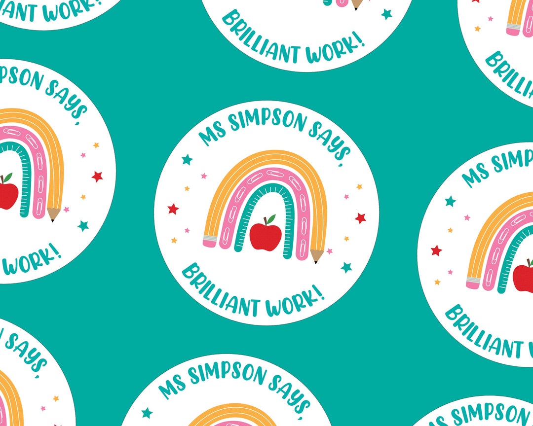 Personalised Teacher Reward Stickers - Rainbow Well Done Merit ...