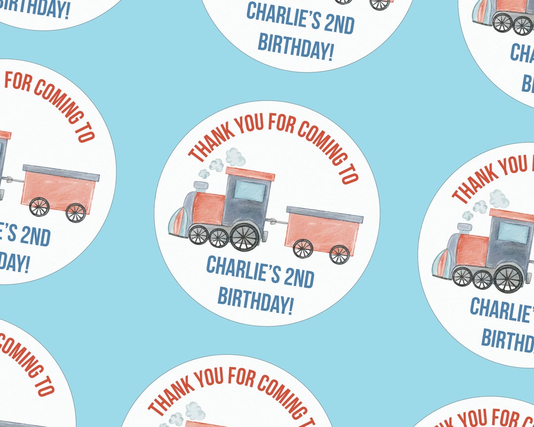 Personalised Kid's Train Birthday Party Stickers - Cute Custom Children ...