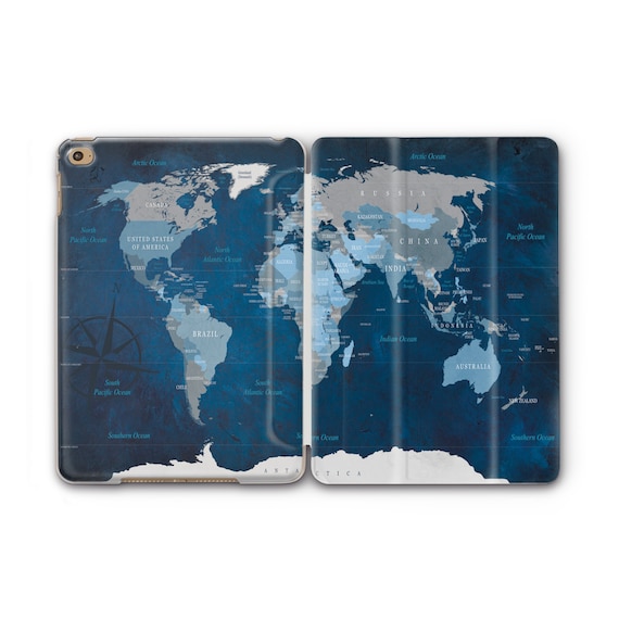World Map Ipad Pro 11 2021 Blue Print Art Design Case Ipad Pro - Etsy