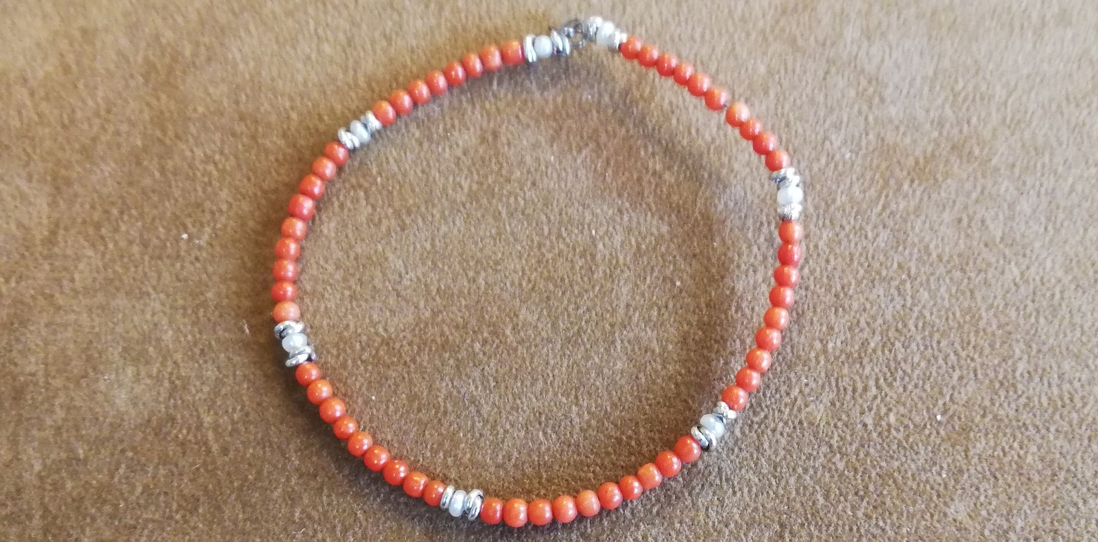 Hard Bracelet in Coral and Steel | Etsy UK