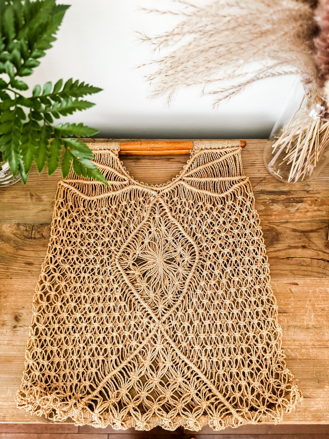 Vintage String Macrame Bag With Handles - Etsy
