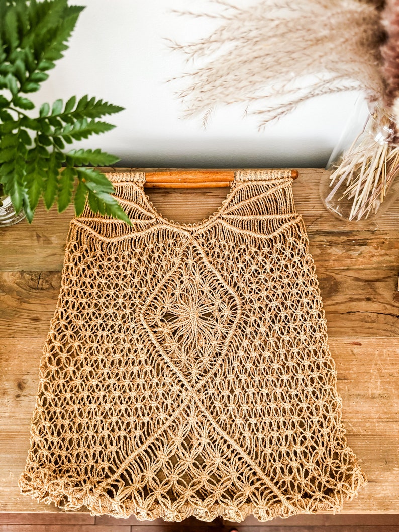 Vintage String Macrame Bag With Handles - Etsy