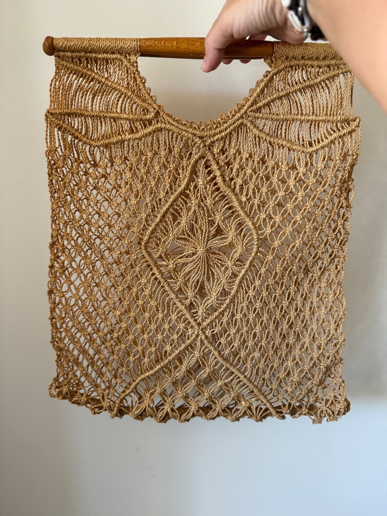 Vintage String Macrame Bag With Handles - Etsy