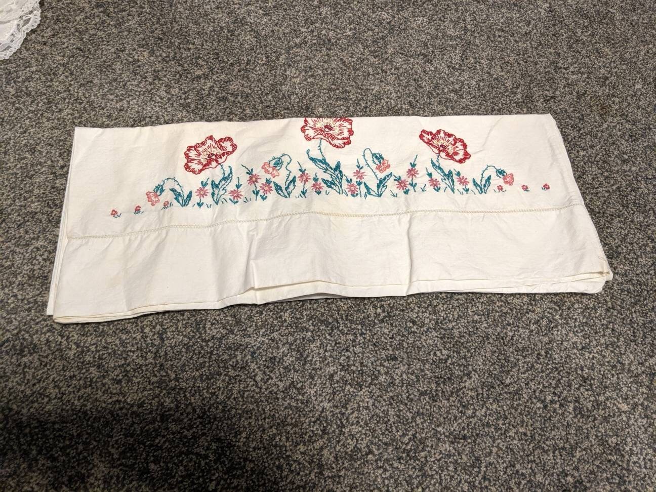 Vintage Assortment of Hand Embroidered Pillowcases and One Dresser ...